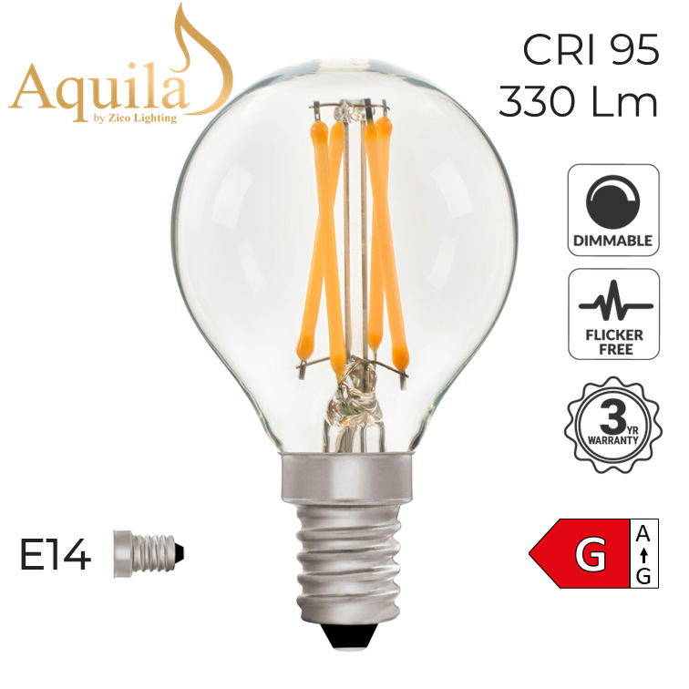 Golfball G45 Clear 4W 2700K E14 Light Bulb | Zico Lighting